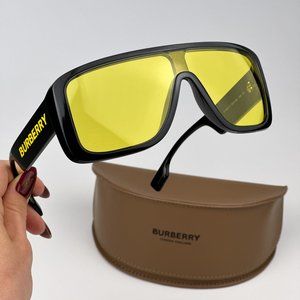 Burberry | Accessories | Burberry Be44u 300185 Sunglasses Black Yellow Shield Unisex Be 4401u ...